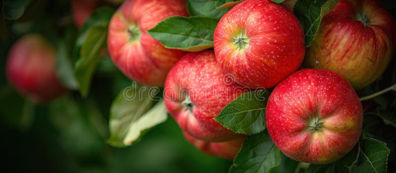 Cluster of Red Apples Hanging from Tree Stock Photo - Image of ripe ...