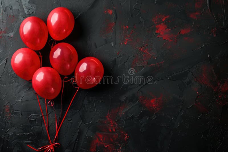 A Cluster of Red Balloons Against a Dark, Empty Background Stock Photo ...
