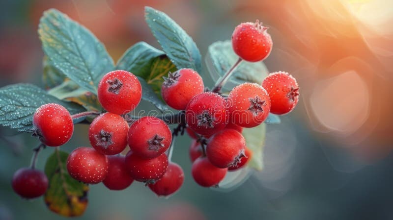 Cluster of Red Berries Hanging from Tree Stock Image - Image of fresh ...
