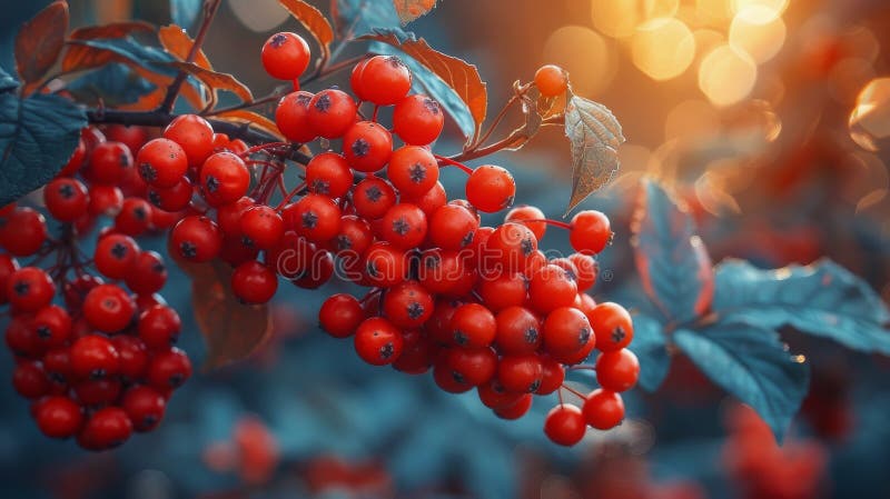 Cluster of Red Berries Hanging from Tree Stock Photo - Image of autumn ...