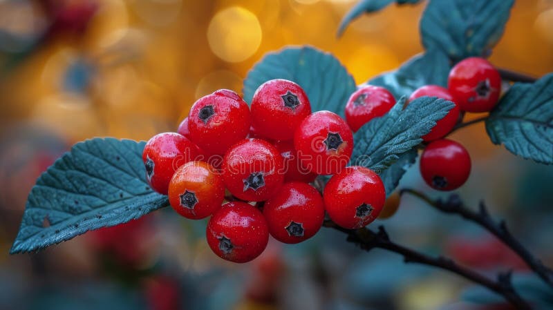 Cluster of Red Berries Hanging from Tree Stock Image - Image of botany ...