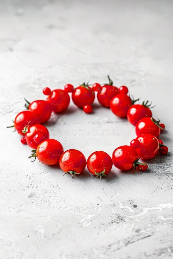 Cluster of Red Cherry Tomatoes Laid Out in a Ring on a Rustic Surface ...