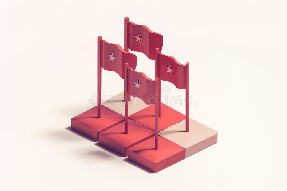 A Cluster of Red Flags Situated on a Raised Platform, Potentially Used ...