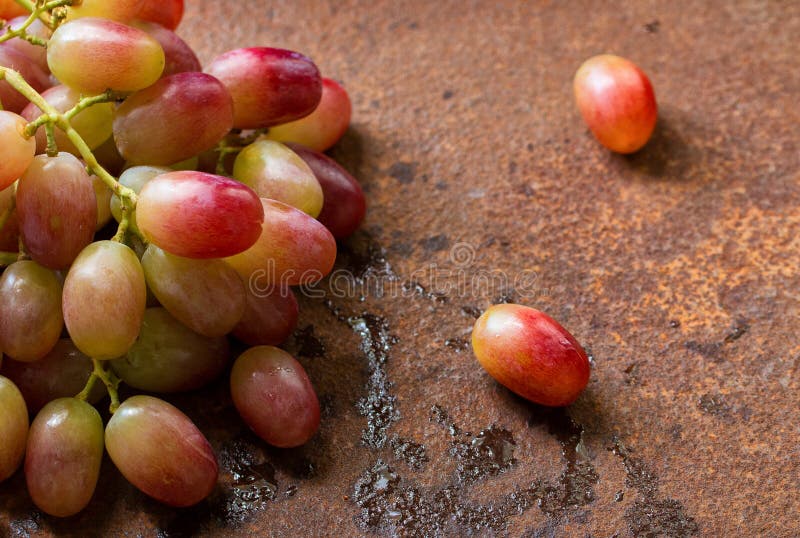 Cluster of Red Grapes on a Rusty Metal Surface. Stock Image - Image of ...