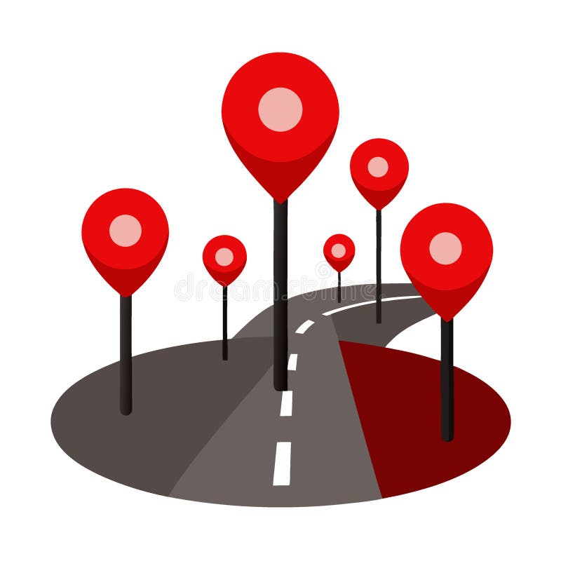 A Cluster of Red Pins Sits Atop a Road. Providing a Visual Indicator ...