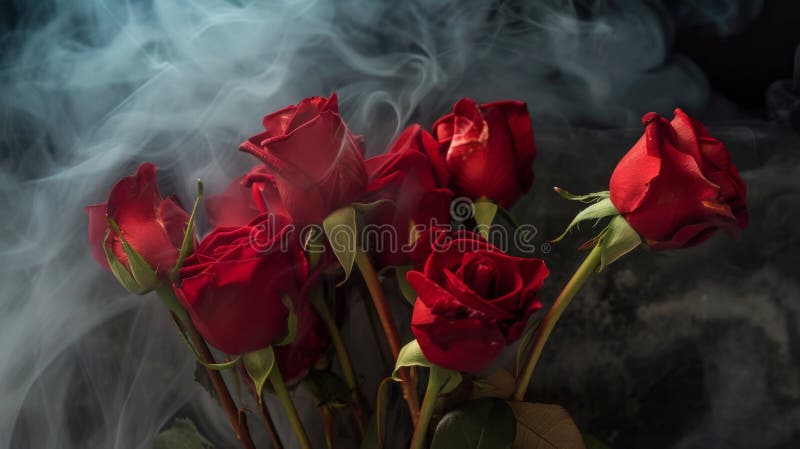 Dramatic Roses with Smoke Effect Stock Image - Image of romance, moody ...
