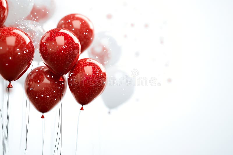 Red White Speckled Balloons Float Against Background Stock Photos ...