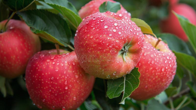 Cluster of Ripe Apples Hanging on Tree Stock Image - Image of farming ...