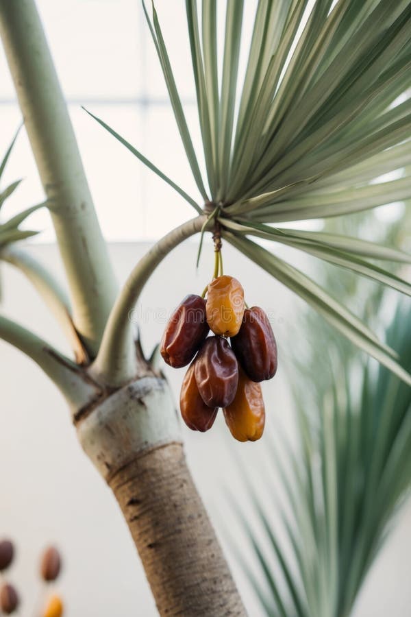 A Cluster of Ripe Dates Hanging from a Palm Tree. Stock Image - Image ...