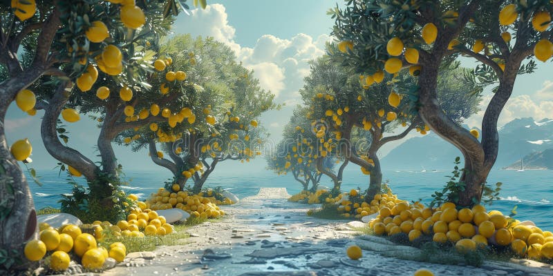 A Cluster of Ripe Yellow Lemons Hanging from a Lemon Tree Stock Photo ...