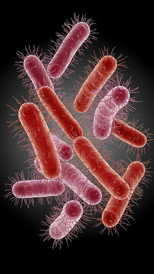 Cluster of Rod Shaped Bacteria with Pili on a Dark Gray Gradient ...