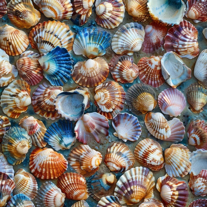 Cluster of Seashells Lying on Ground Stock Illustration - Illustration ...