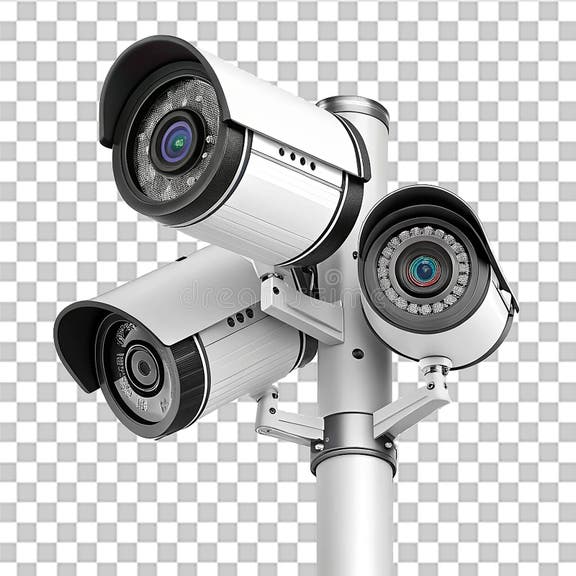 Cluster of Security Cameras in Digital Rendering Stock Illustration ...