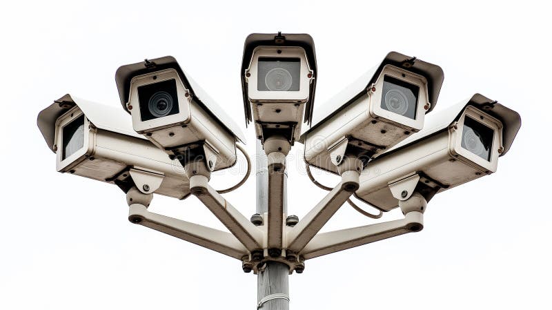 Cluster of Security Cameras on a Pole Stock Illustration - Illustration ...