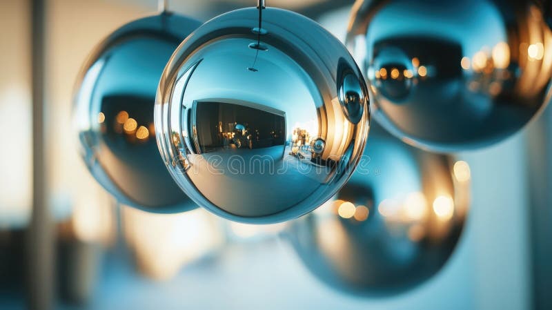 A Cluster of Shiny Balls Suspended from a Ceiling Creating a Eye ...