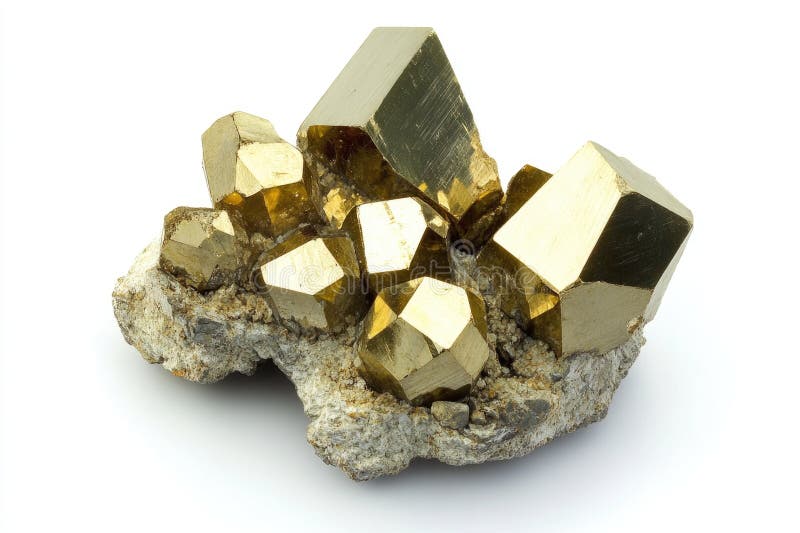 A Cluster of Shiny Gold Crystals on a Rocky Surface Stock Photo - Image ...