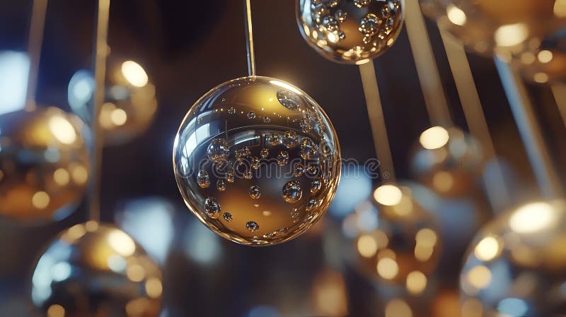 A Cluster of Shiny, Metallic Spheres Suspended from the Ceiling Stock ...