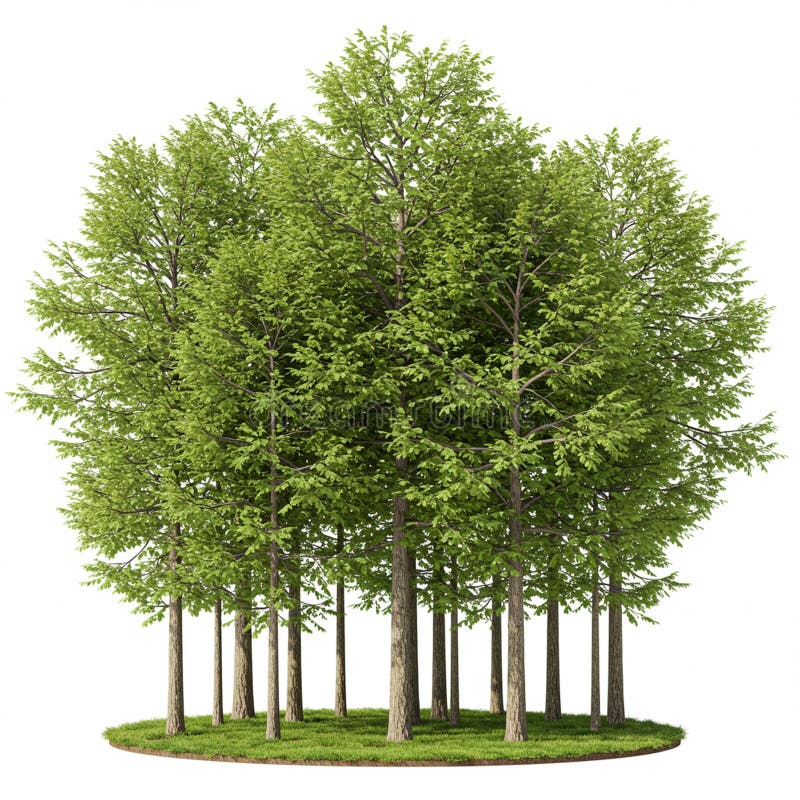 A Cluster of Slender Trees Arranged in a Circular Formation. Each Tree ...