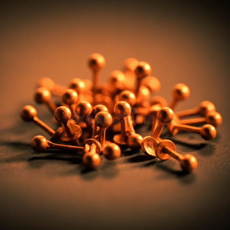 A Cluster of Small, Copper-colored Metallic Objects with Spherical Ends ...