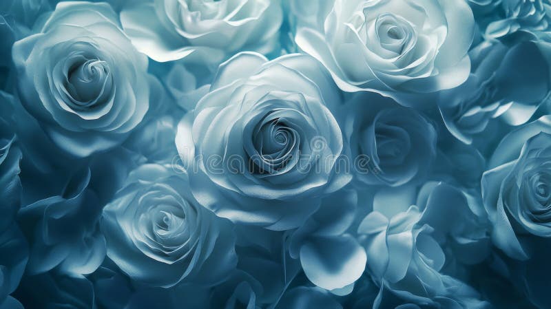 A Cluster of Soft Blue Roses Close Up Stock Illustration - Illustration ...