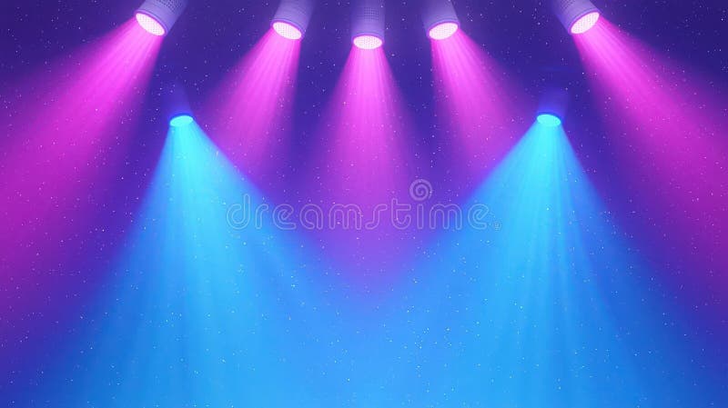 Cluster of Stage Lights Creating a Starburst Effect, Neon Pink and Blue ...