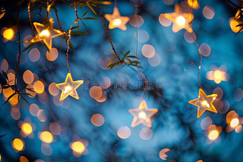 Cluster of Stars Hanging from a Tree Stock Photo - Image of display ...