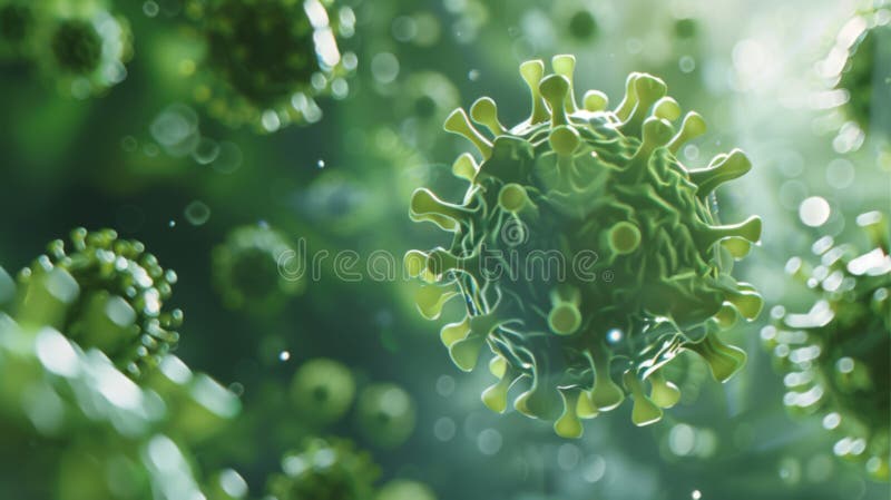 A Cluster of Stylized Virus Particles is Floating Against a Dark ...