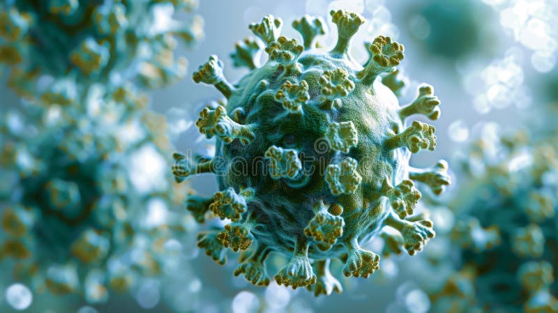 A Cluster of Stylized Virus Particles is Floating Against a Dark ...
