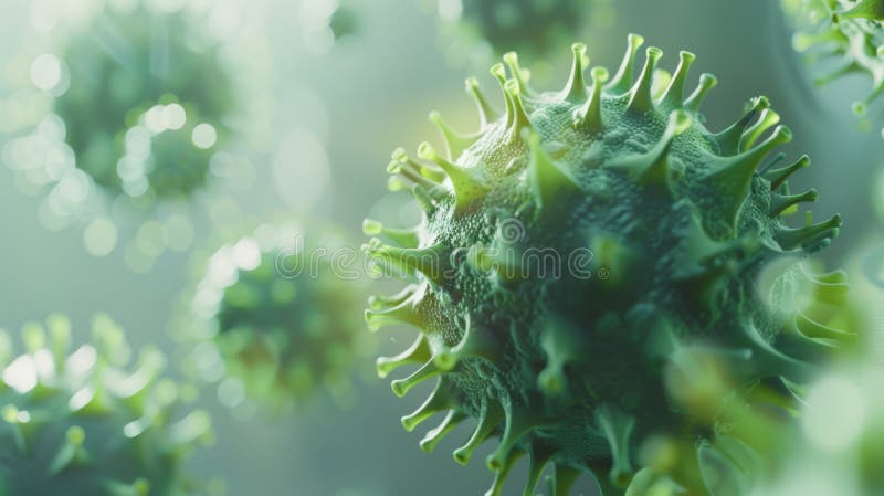 A Cluster of Stylized Virus Particles is Floating Against a Dark ...