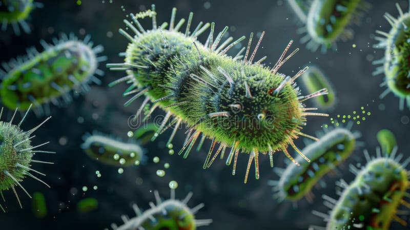 A Cluster of Stylized Virus Particles is Floating Against a Dark ...