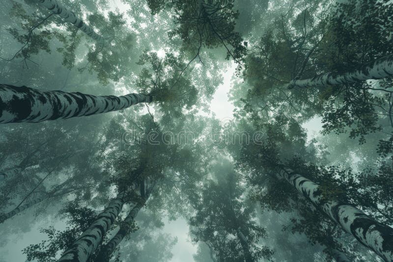 A Cluster of Tall Trees Standing Together in a Dense Forest, Providing ...