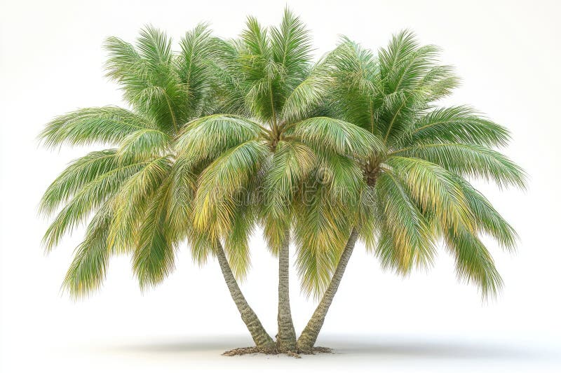 A Cluster of Three Palm Trees on a White Surface Stock Image - Image of ...