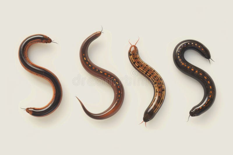 A Cluster of Three Worms Sitting Together on a Surface, Possibly in ...