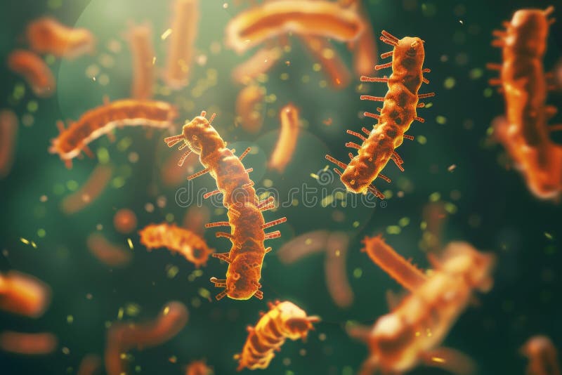 Macro Close-up Group of Germs and Bacteria in Water Disease Medical ...