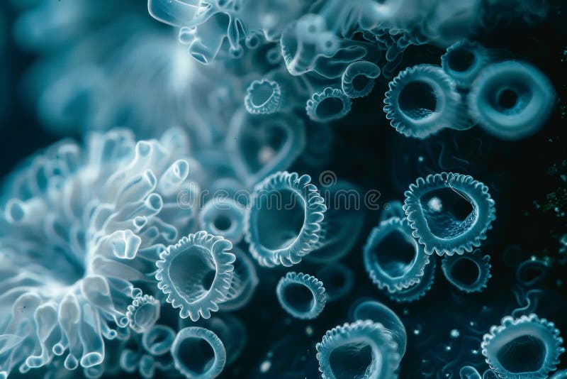 Macro Close-up Group of Germs and Bacteria in Water Disease Medical ...