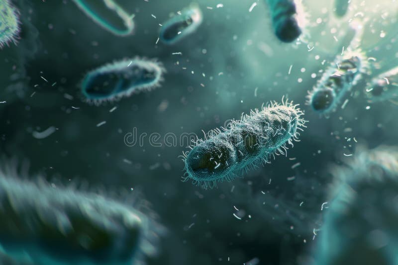 Macro Close-up Group of Germs and Bacteria in Water Disease Medical ...