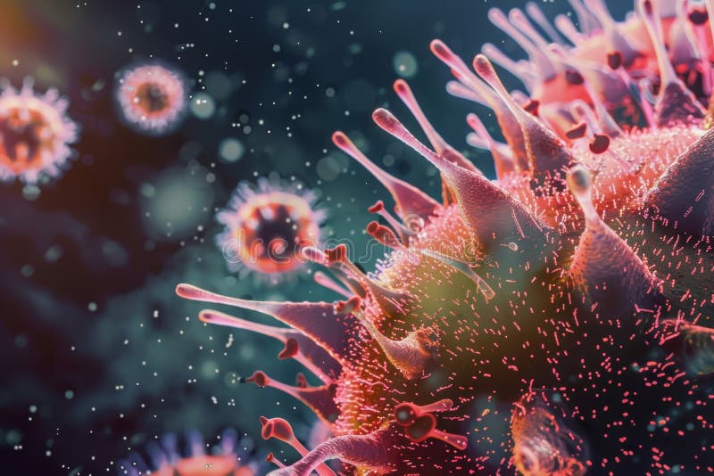 Macro Close-up Group of Germs and Bacteria in Water Disease Medical ...