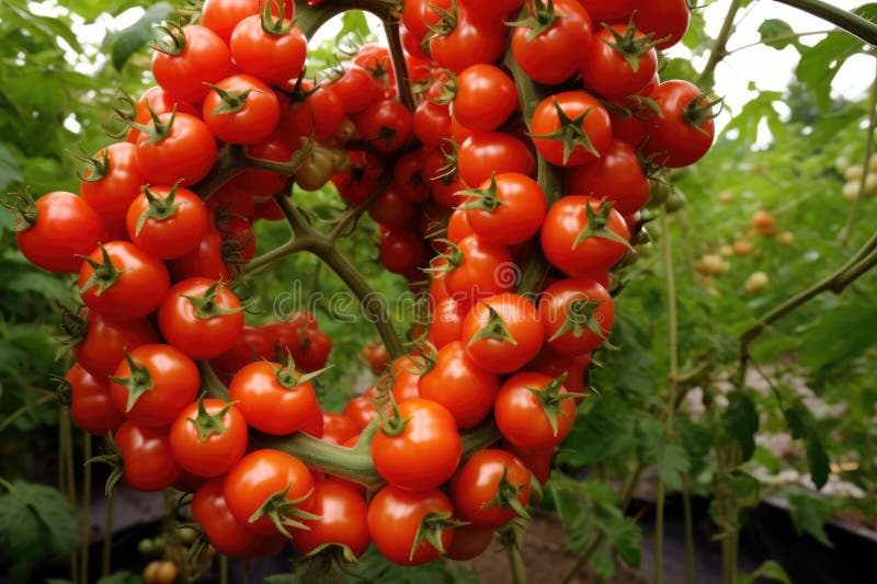 A Cluster of Tomatoes Growing in a Spiral on a Vine Stock Image - Image ...