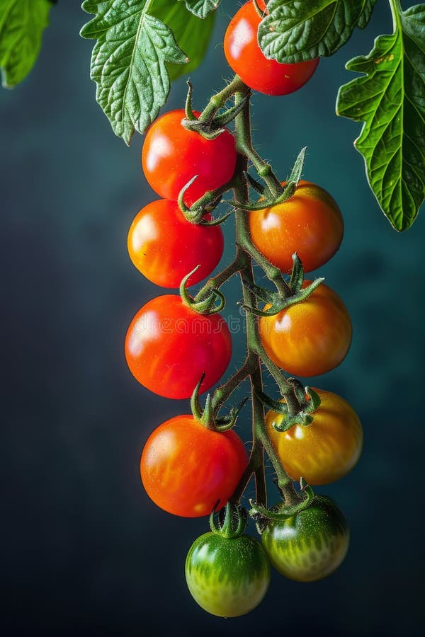 Cluster of Tomatoes Hanging from a Tree Stock Image - Image of close ...