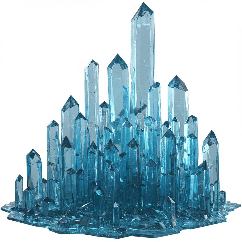 A Cluster of Translucent Blue Crystals with Varying Sizes and Sharp ...