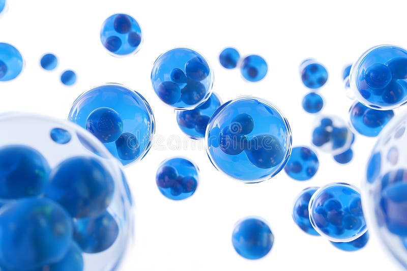 A Cluster of Translucent Blue Orbs Filled with Smaller Orbs Floats ...
