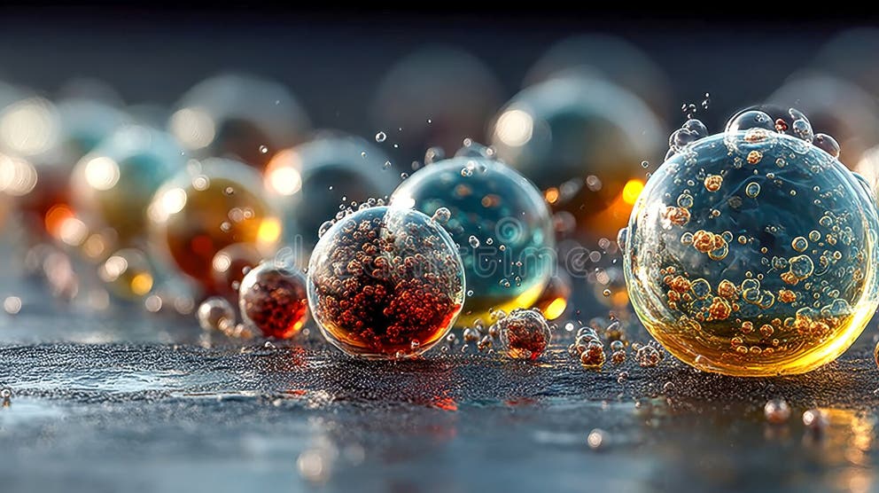 Cluster of Translucent Bubbles with Colorful Textures Floating Stock ...