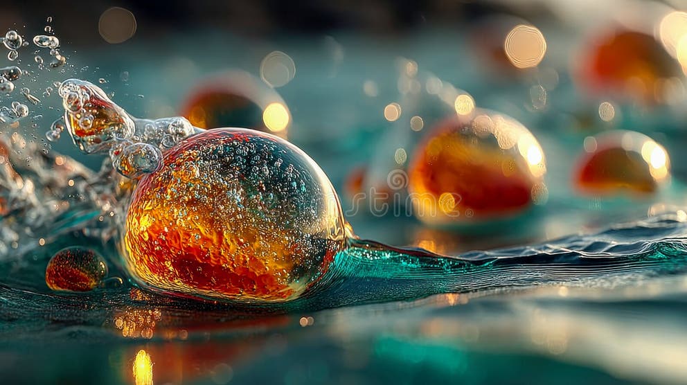 Cluster of Translucent Bubbles with Colorful Textures Floating Stock ...