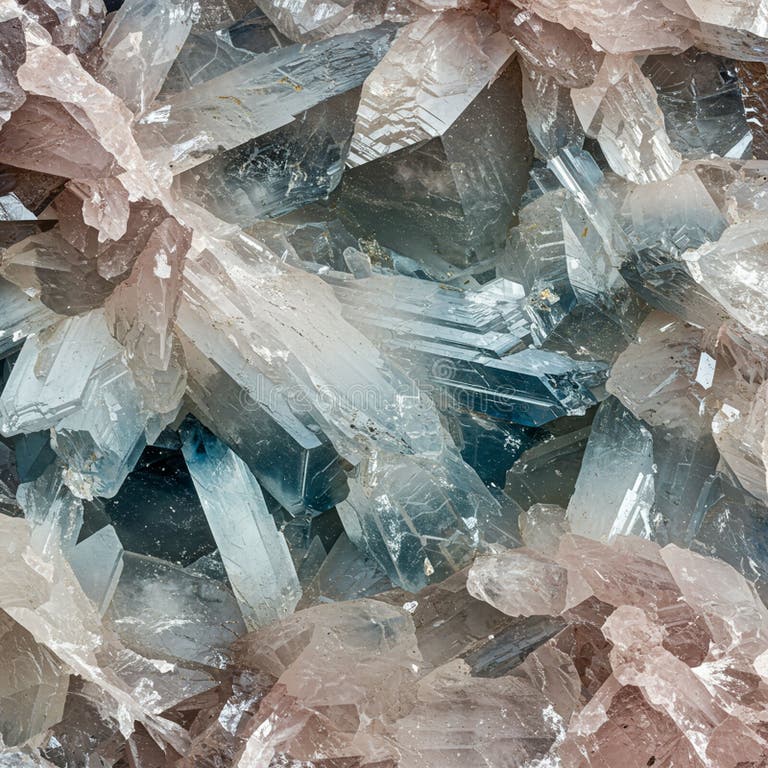 Cluster of Translucent Quartz Crystals Interlocking, with a Range of ...