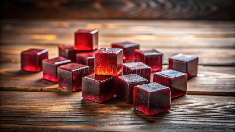 A Cluster of Translucent, Ruby-red, Cube-shaped Confections Rests on a ...