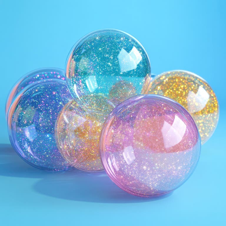 Cluster of Translucent Spheres with Iridescent Glitter Stock ...