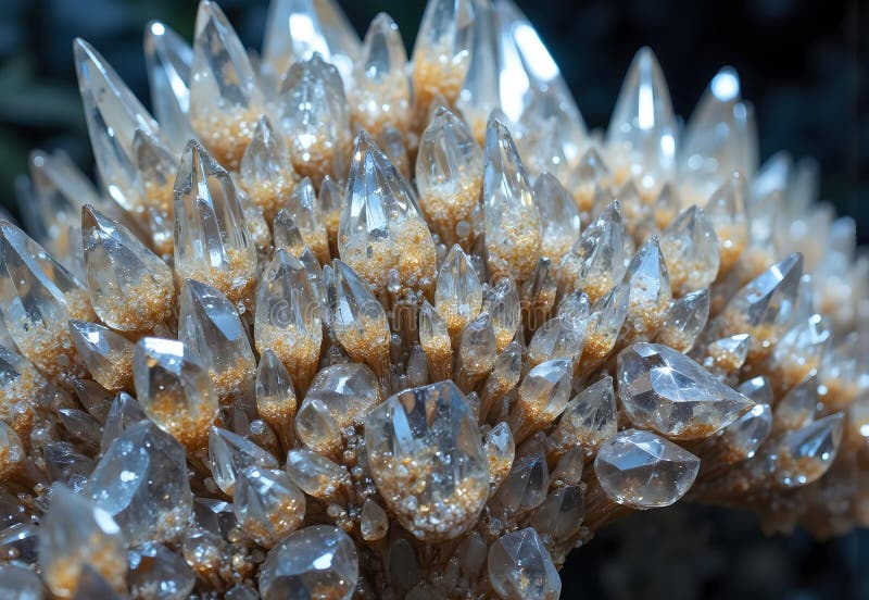 A Cluster of Shimmering Crystals Displayed Against a Contrasting Black ...
