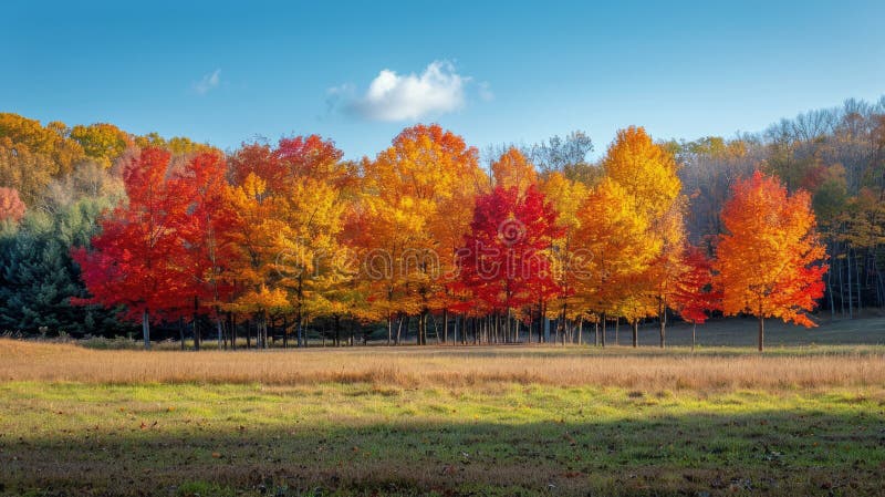 Group of Trees Standing in Grass Stock Image - Image of group, trees ...