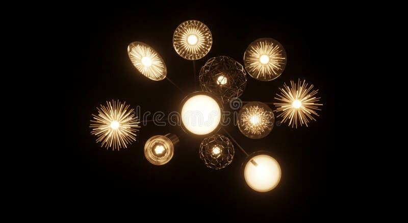 A Cluster of Uniquely Designed Ceiling Lights Generated Stock ...