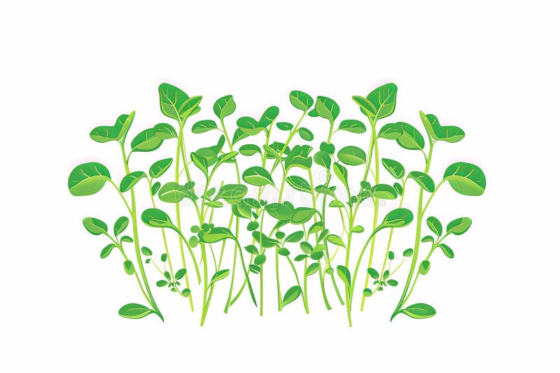 A Cluster of Vibrant Green Microgreens is Showcased Against a Plain ...